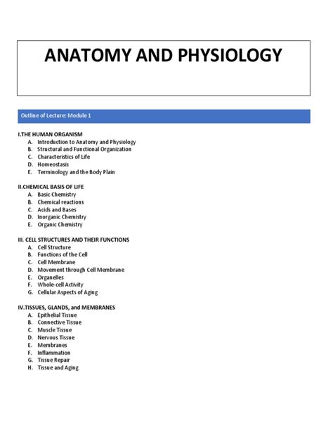 anatomy and physiology outline of lecture module 1 pdf epithelium
