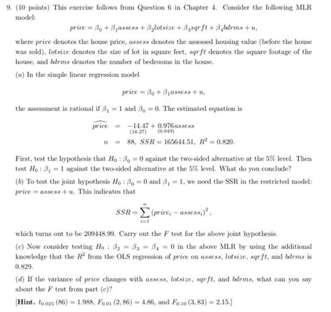 Solved 10 Points This Exercise Follows From Question 6 In