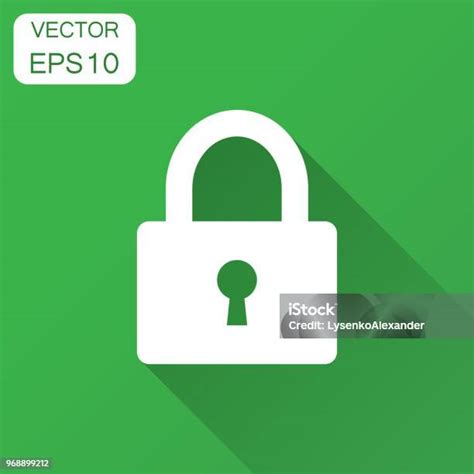 평면 스타일에 자물쇠 아이콘입니다 잠금 보안 그림 긴 그림자를 잠금 해제 자물쇠 비즈니스 개념입니다 그림자에 대한 스톡 벡터 아트 및 기타 이미지 Istock