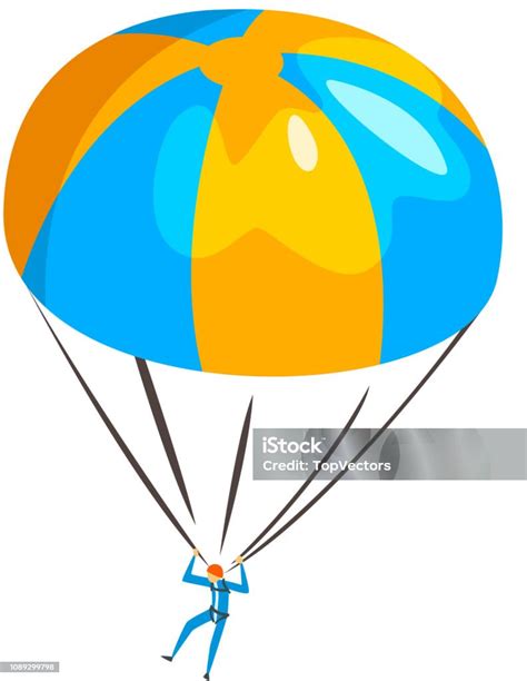 스카이 하늘 익 스 트림 스포츠 낙하산 낙하산 하강 흰색 배경에 그림을 벡터 낙하산 항공 스포츠에 대한 스톡 벡터 아트 및 기타 이미지 낙하산 항공 스포츠 떨어짐