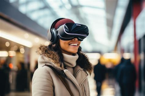 Premium Photo Woman Wearing Vr Glass Virtual Reality Headsets And