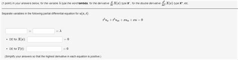 solved separate variables in the following partial