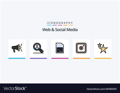 Web And Social Media Line Filled Icon Pack Vector Image