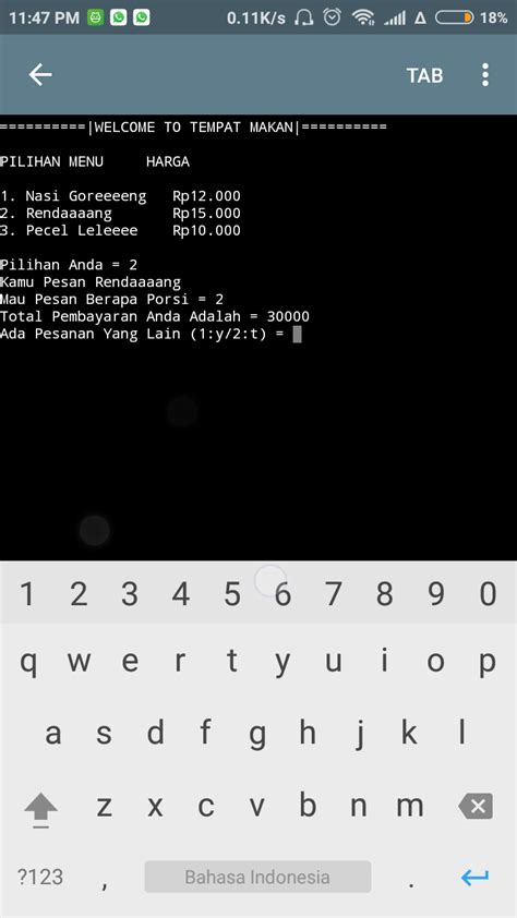 For Your Information Membuat Program Menu Makanan Menggunakan Cxxdroid