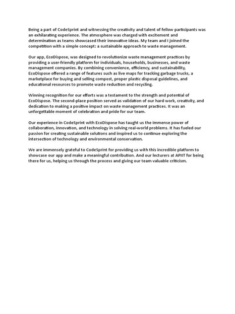 Codesprint Experience Pdf