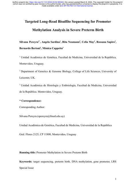 Pdf Targeted Long Read Bisulfite Sequencing For Promoter Methylation