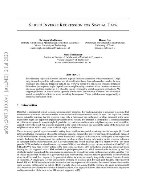 Pdf Sliced Inverse Regression For Spatial Data