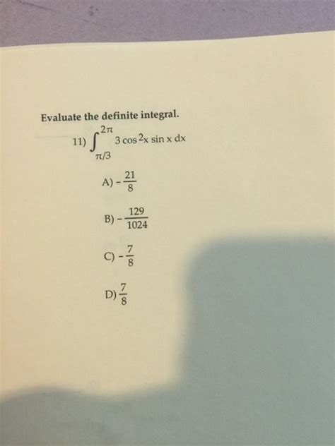 solved evaluate the definite integral integral pi 3 2pi 3