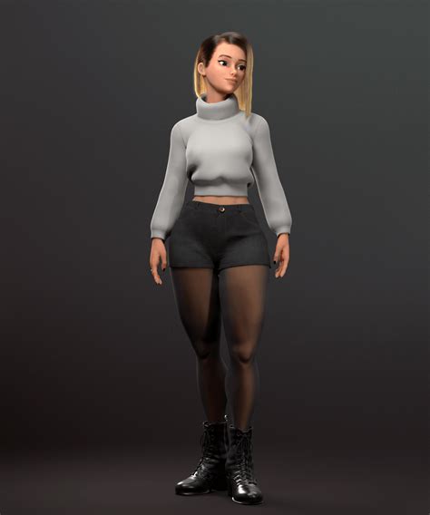 Fashion Girl I Made To Practice A Bit Of Clothing Made In Blender 34