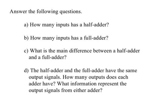 Solved Inswer The Following Questions A How Many Inputs