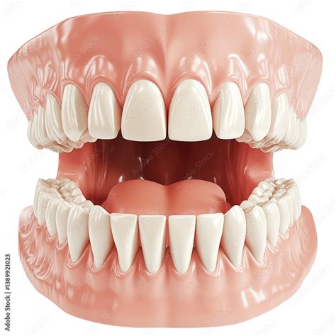 Detailed Model Of Human Teeth With Gums Showcasing Dental Anatomy And