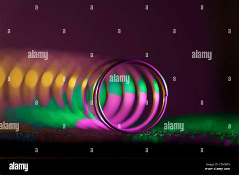 A Multi Color Angular Macro View Of A Spring Showing Its Spiral A Multi Color Angular Macro View Of A Spring Showing Its Spiral