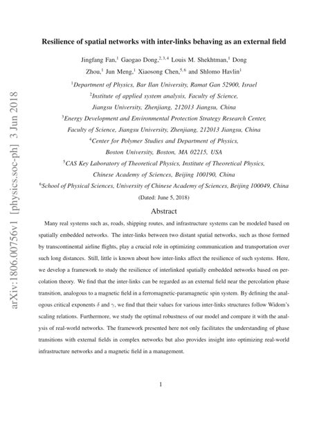 Pdf Resilience Of Spatial Networks With Inter Links Behaving As An