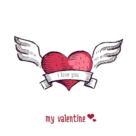 Corazón Con Alas Vector Premium