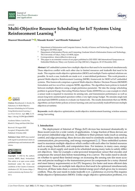 Pdf Multi Objective Resource Scheduling For Iot Systems Using Reinforcement Learning