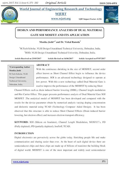 Pdf Design And Performance Analysis Of Dual Material Gate