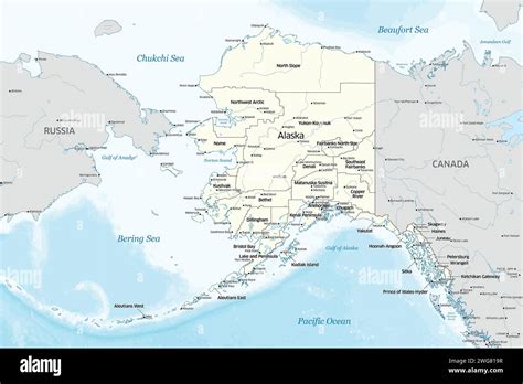Political Map Showing The Counties That Make Up The State Of Alaska In
