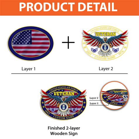 Us Air Force E 9 Air Force Chief Master Sergeant 2 Layers Wooden