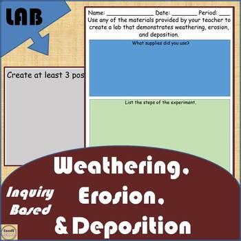 Weathering Erosion And Deposition Lab Inquiry By EandE Science