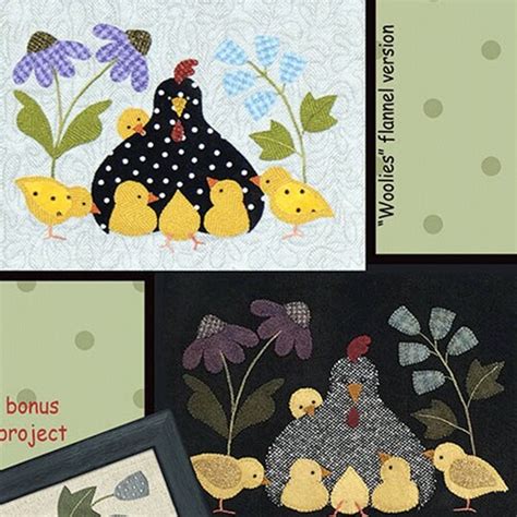 Chicken Pattern Wool Applique Patterns Room For One More Etsy