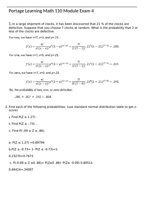 Math 110 Module 4 Exam Questions And Answers Portage Learning Math 110 Math110 Stuvia Us