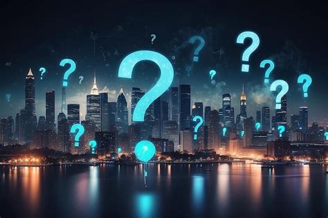 Premium Photo Abstract Glowing Question Marks Interface On Blurry Night City Wallpaper