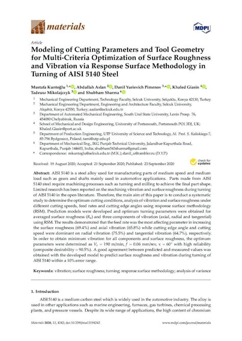 Pdf For Multi Criteria Optimization Of Surface Roughness And