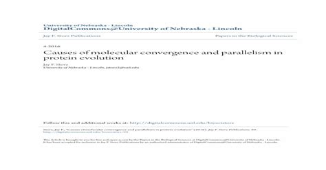 Pdf Causes Of Molecular Convergence And Parallelism In Protein