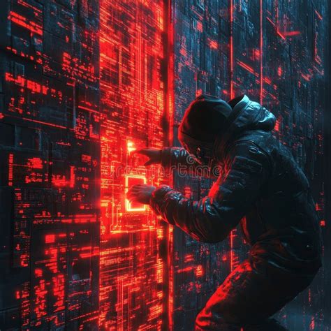 Hacker In Red Stock Illustration Illustration Of Code 335265887
