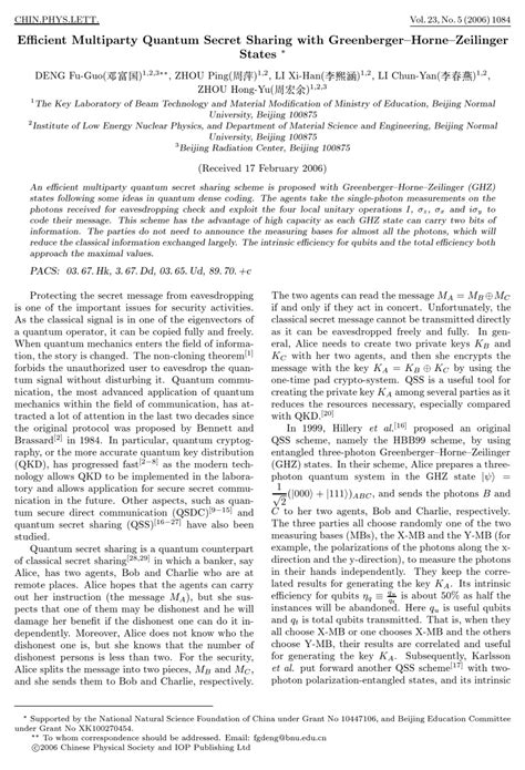 Pdf Efficient Multiparty Quantum Secret Sharing With Greenberger Horne Zeilinger States