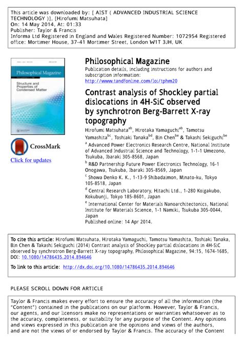 Pdf Contrast Analysis Of Shockley Partial Dislocations In 4h Sic Observed By Synchrotron Berg