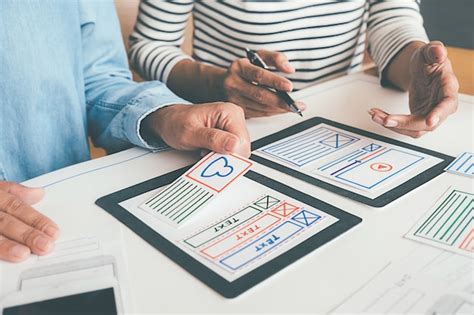 Premium Photo Creative Web Designer Planning Application And Developing Template Layout