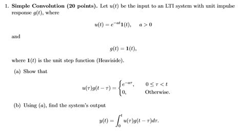 Solved Simple Convolution Points Let U T Be The Chegg Com