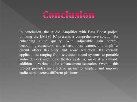 Audio Amplifier With Bass Boost PRESENTATION Pptx
