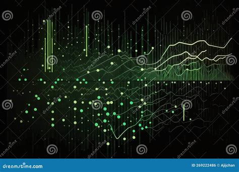 Technology Background With Graphs Lines Dots And Streaming Of Binary