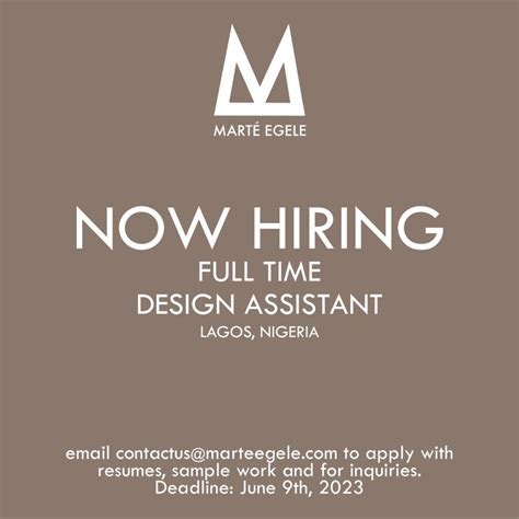 Marté Egele On Linkedin Nowhiring Designassistant Leathergoods Lagosnigeria