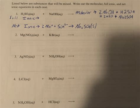 solved listed below are substances that will be mixed write