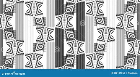 Abstract Black White Stripe Line Geometric Circle Pattern Background Loop Design Element