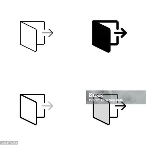 편집 가능한 획으로 4가지 스타일의 아이콘 디자인을 로그아웃합니다 선 솔리드 플랫 라인 및 듀오톤 라인 웹 페이지 모바일 앱
