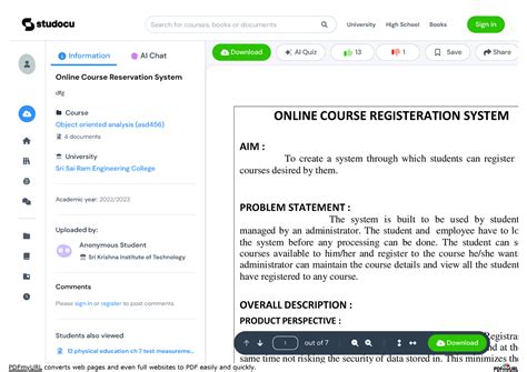 Studocu Com In U 39528387 Sid 01704784474 PDFmyURL Converts Web Pages And Even Full