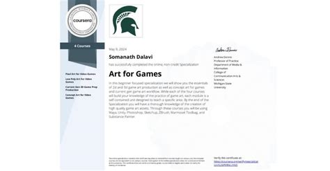 Somanath Dalavi On Linkedin Completion Certificate For Art For Games