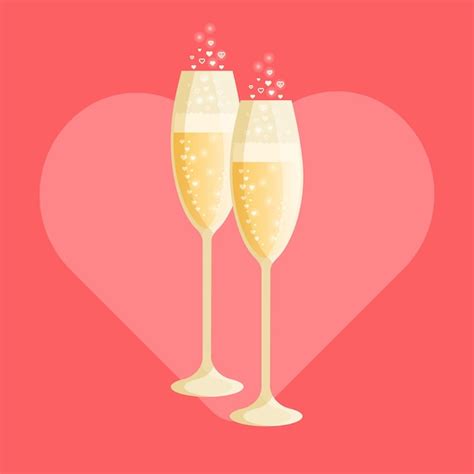 Premium Vector Two Glasses Of Champagne With Bubbles Isolated On A