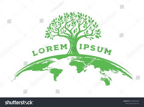 Tree World Maps Ecology Vector Illustration Stock Vector Royalty Free