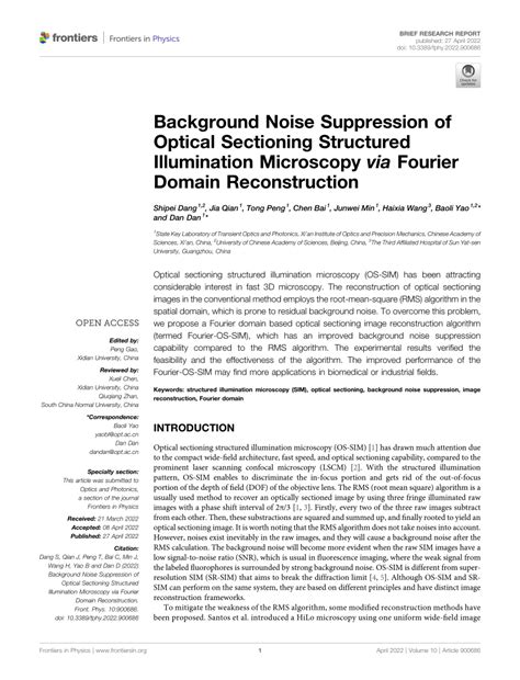Pdf Background Noise Suppression Of Optical Sectioning Structured Illumination Microscopy Via