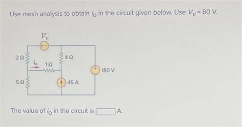 solved use mesh analysis to obtain i0 in the circuit given