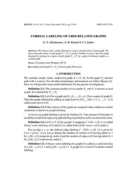 Pdf Cordial Labeling Of Grid Related Graphs