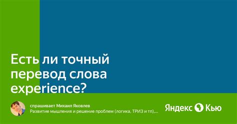 Есть ли точный перевод слова Experience — Яндекс Кью