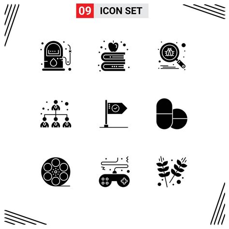 Set Of 9 Modern Ui Icons Symbols Signs For Flag Achieve Scan Success Hierarchy Editable Vector