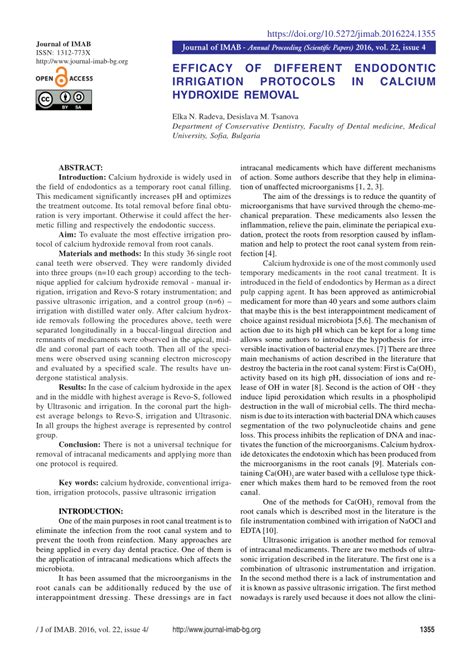 Pdf Efficacy Of Different Endodontic Irrigation Protocols In Calcium