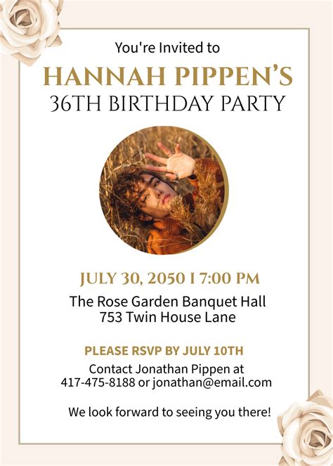 Free Female Adult Birthday Invitation Template To Edit Online